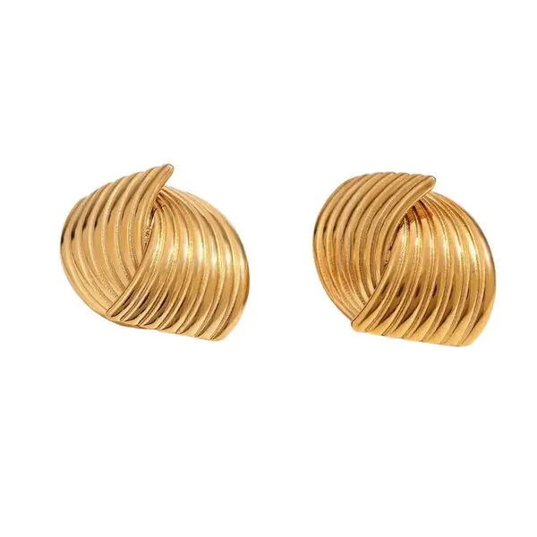NAZZAR Knot Ribbed Earrings - Gold