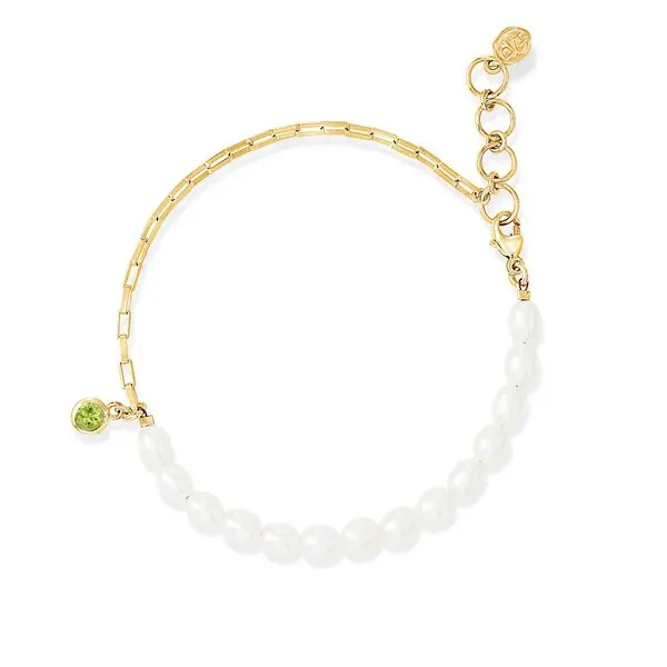 DOWER & HALL Luna Pearl And Peridot Bracelet - Gold