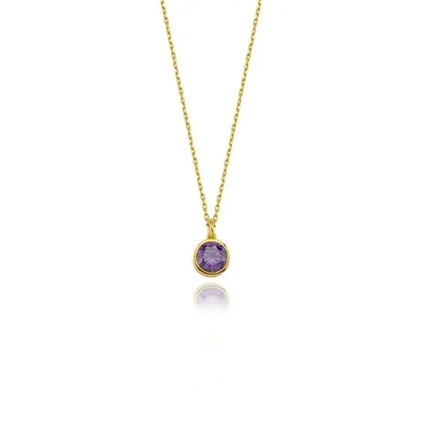 LINYA JEWELLERY Cosmic Chain Zodiac Birthstone Necklace - Purple