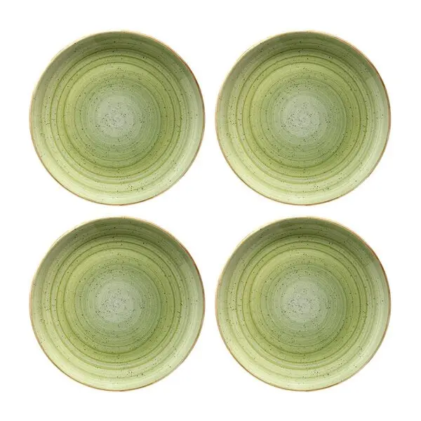 Turgla Home Therapy Round Porcelain Platter, Set Of Four - Green