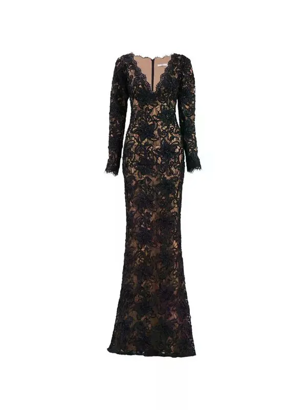Tadashi Shoji Floral Lace Long-sleeve Maxi Dress