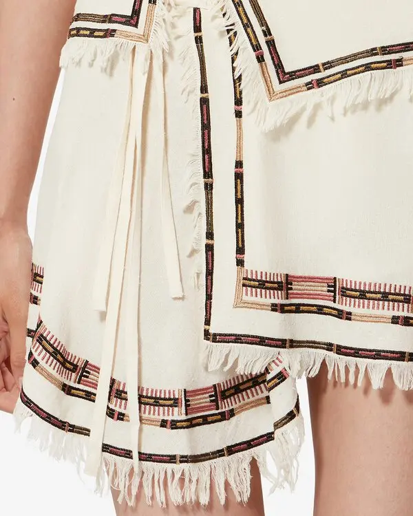 Isabel Marant Étoile Feriel Embroidered Silk Wrap Skirt - Ecru