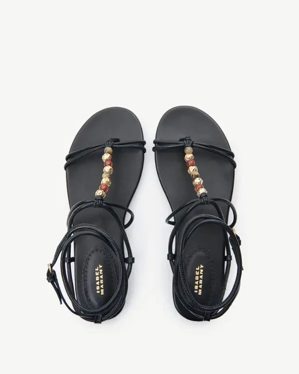 Isabel Marant Étoile Leather Embellished Thong Sandals