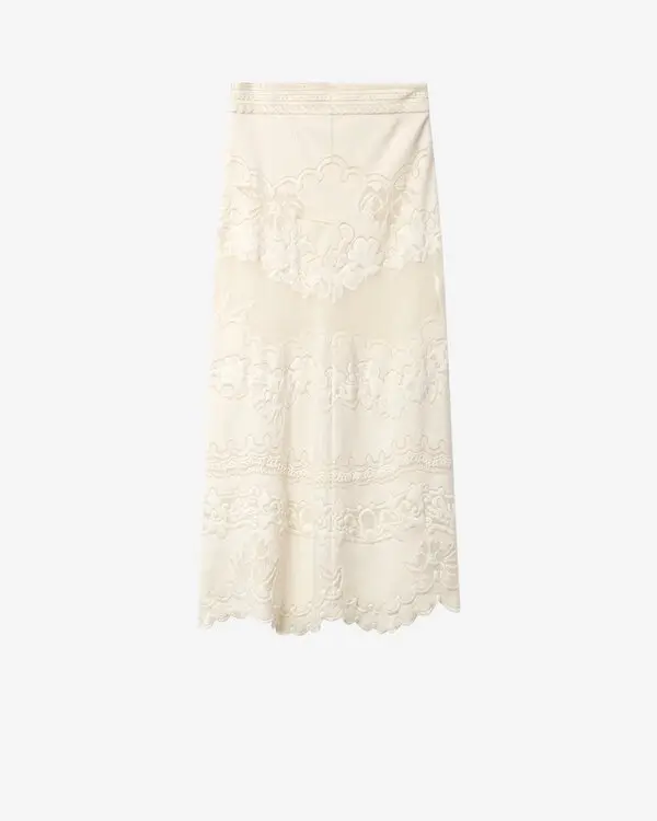 Isabel Marant Étoile Sanaya Embroidered Guipure Jacquard Skirt - Ecru