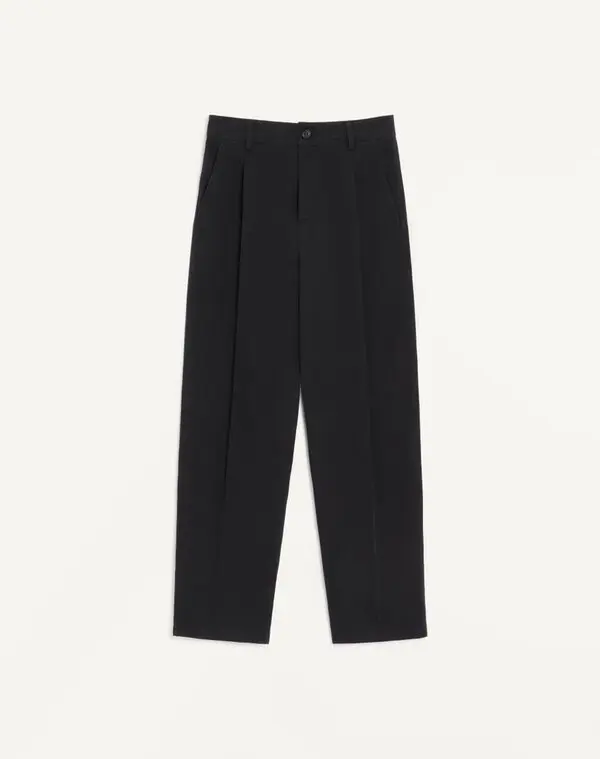 Valentino Garavani Cotton Gabardine Trousers With Vlogo Embroidery - Black