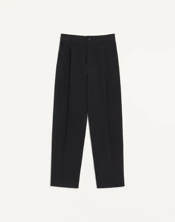 Valentino Garavani Cotton Gabardine Trousers With Vlogo Embroidery - Black