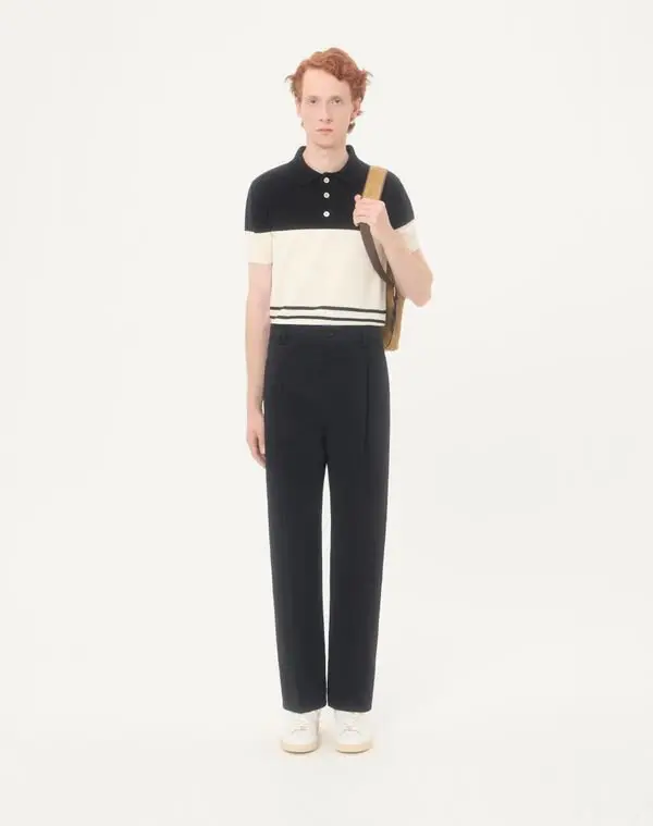 Valentino Garavani Cotton Gabardine Trousers With Vlogo Embroidery - Black