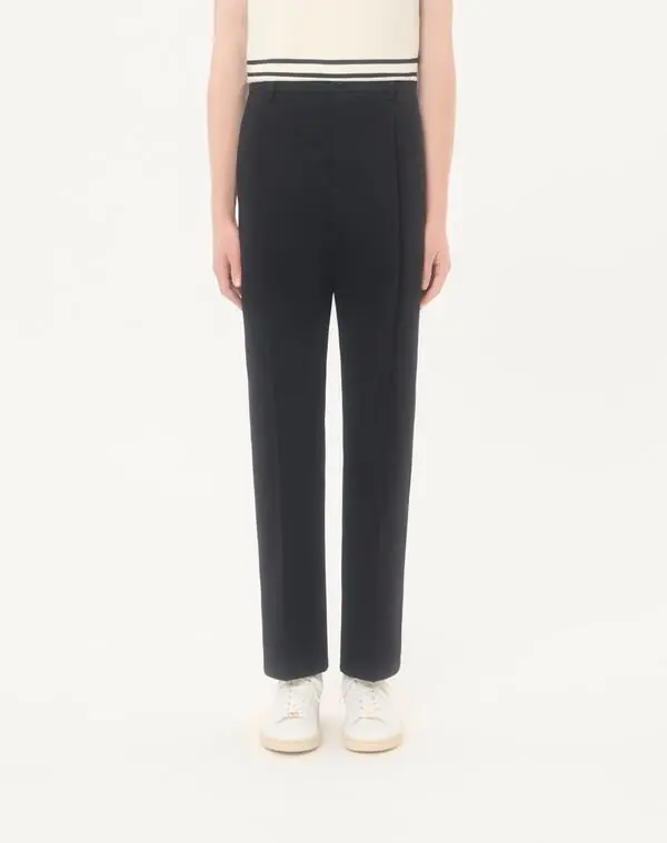 Valentino Garavani Cotton Gabardine Trousers With Vlogo Embroidery - Black