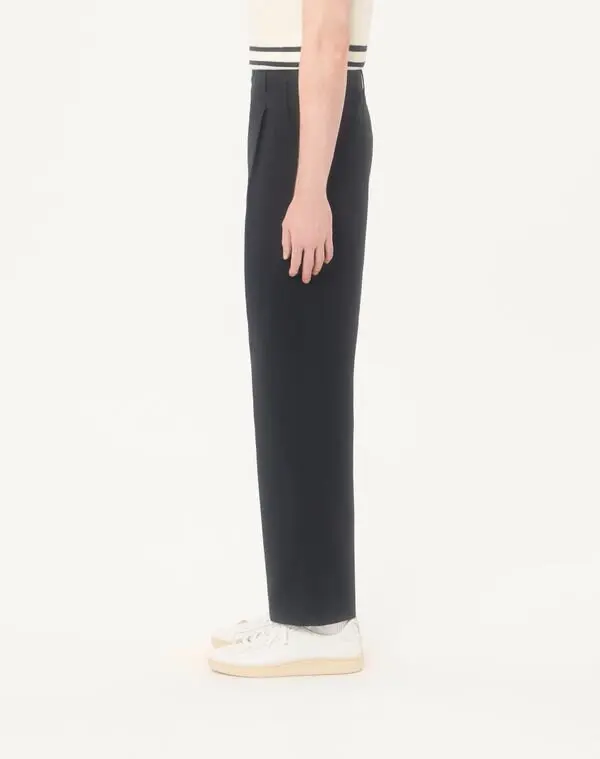 Valentino Garavani Cotton Gabardine Trousers With Vlogo Embroidery - Black
