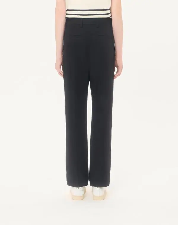 Valentino Garavani Cotton Gabardine Trousers With Vlogo Embroidery - Black