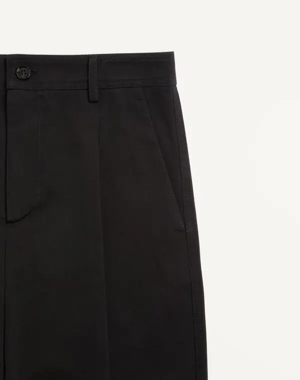 Valentino Garavani Cotton Gabardine Trousers With Vlogo Embroidery - Black