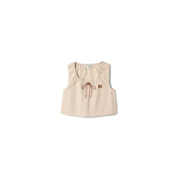 Miu Miu Panama Cotton Crop Top - Limestone
