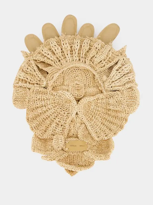 NATALIA BRILLI Sculptural Raffia And Leather Decorative Mask