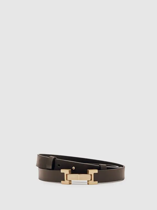 REISS Hayley Leather Square Hinge Belt