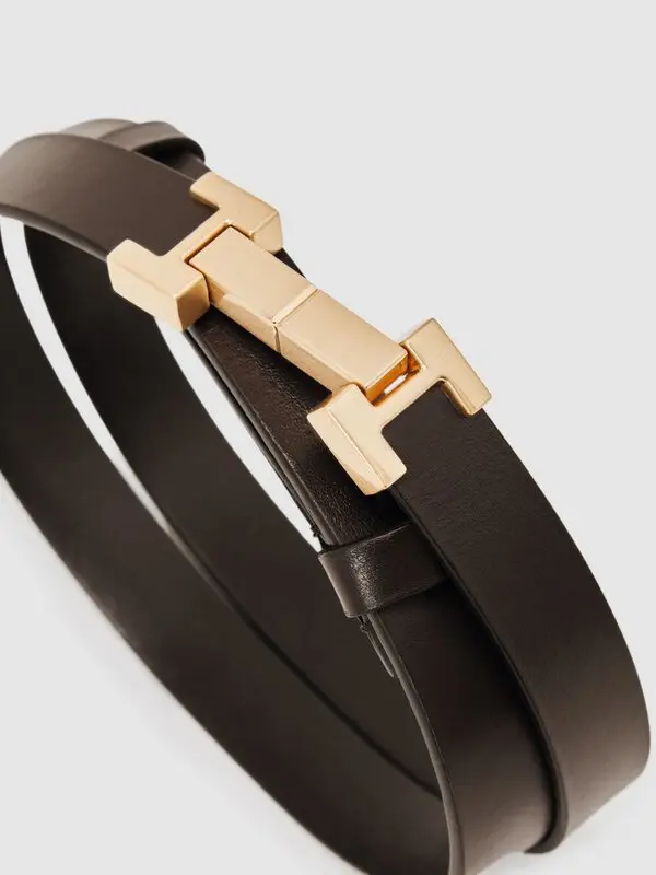 REISS Hayley Leather Square Hinge Belt
