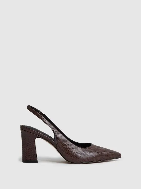 REISS Lorena Leather Slingback Court Shoes