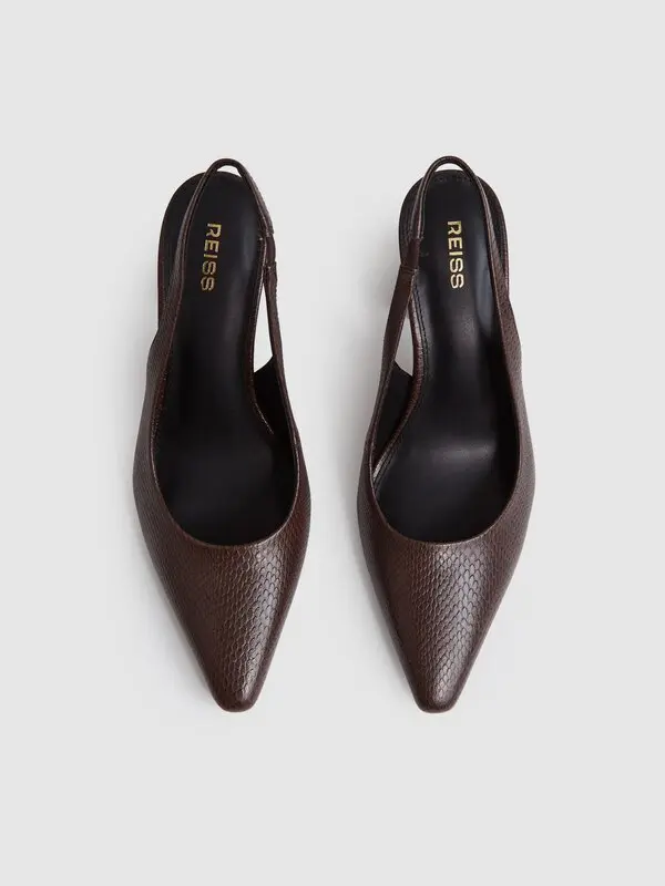 REISS Lorena Leather Slingback Court Shoes