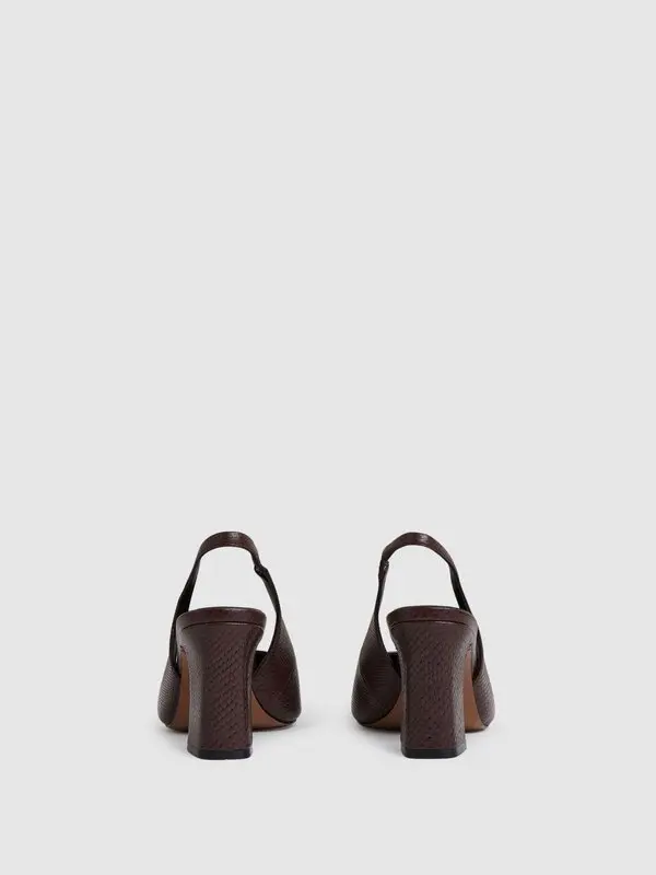 REISS Lorena Leather Slingback Court Shoes