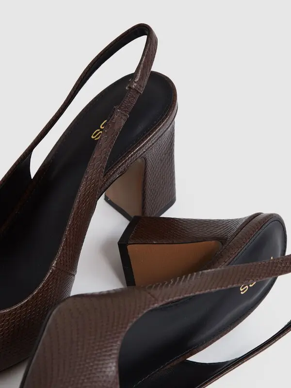 REISS Lorena Leather Slingback Court Shoes