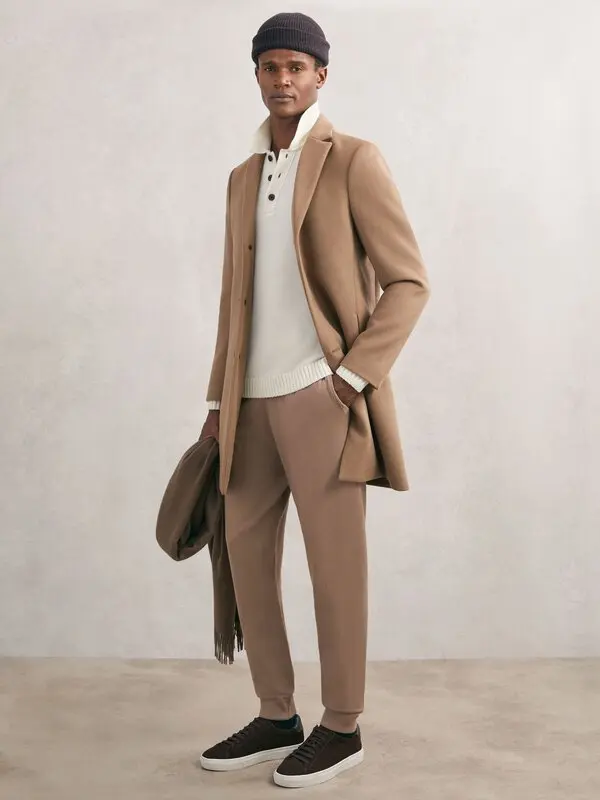 REISS Billings Wool-blend Cuffed Joggers - Camel Brown
