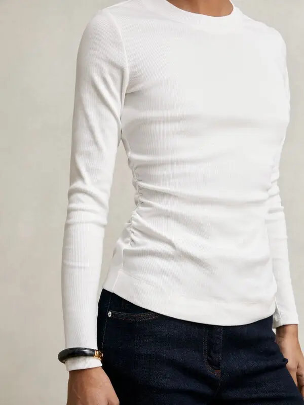 REISS Tessa Cotton Long-sleeve T-shirt - White