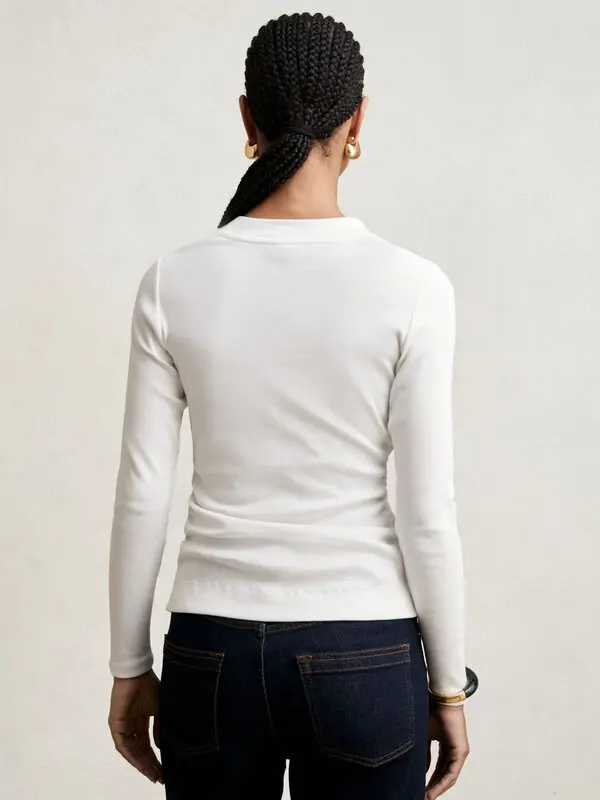 REISS Tessa Cotton Long-sleeve T-shirt - White