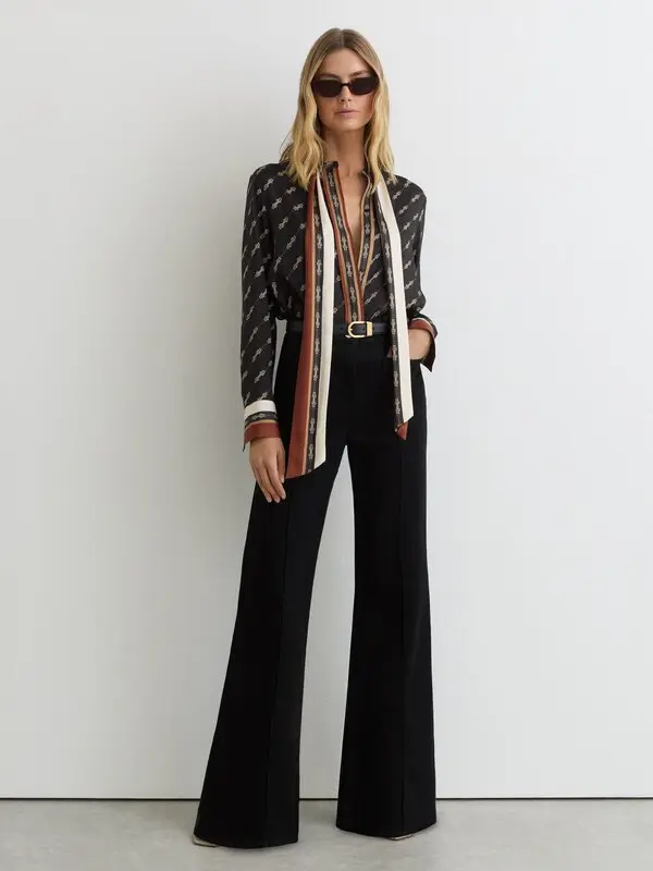 REISS Chain-print Tie-neck Shirt