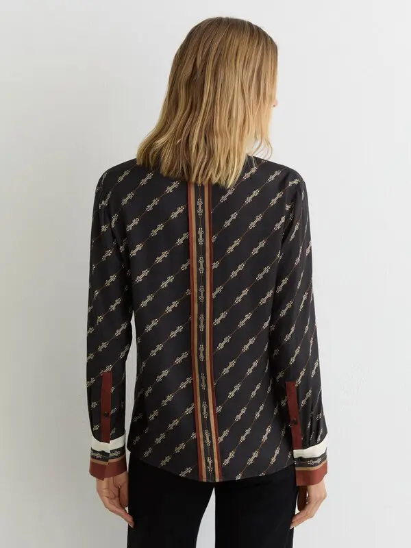 REISS Chain-print Tie-neck Shirt