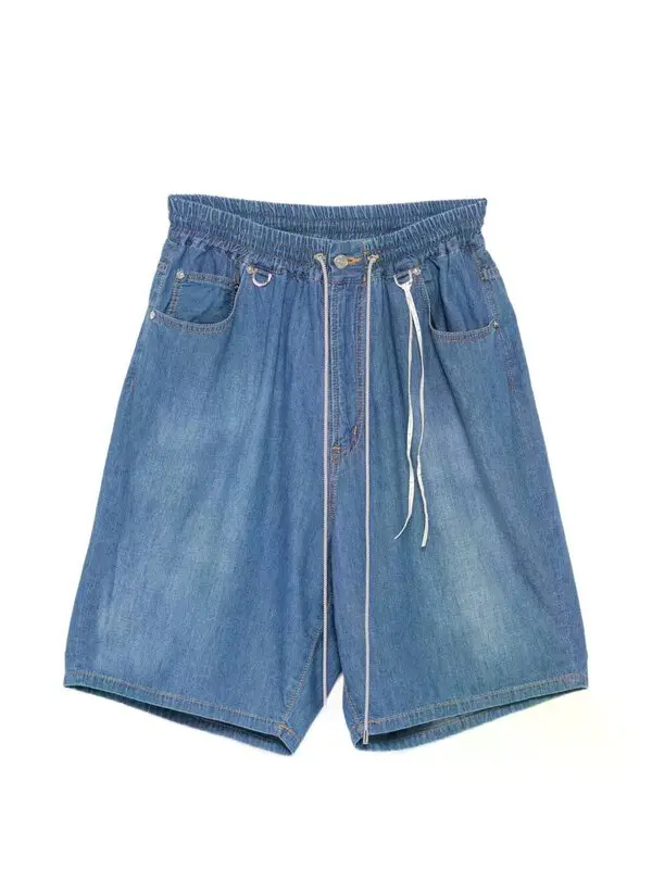 MASTERMIND WORLD Skull-patched Drawstring Denim Shorts