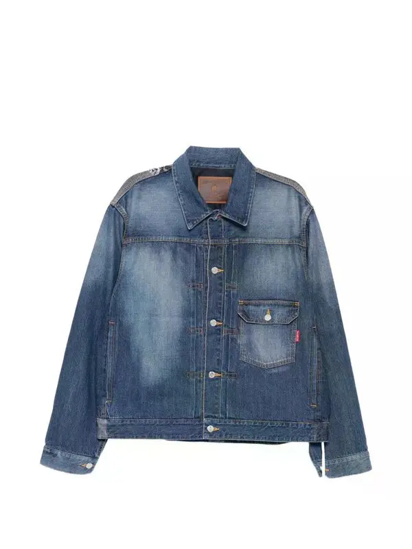 MASTERMIND WORLD Patchwork Jacquard Denim Jacket - Black