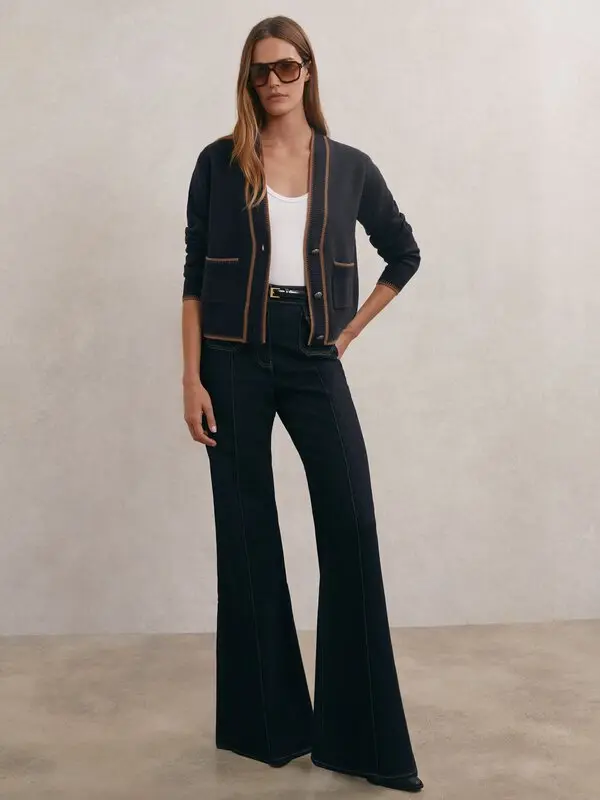 REISS Louisa Wool-cashmere Tipped Cardigan