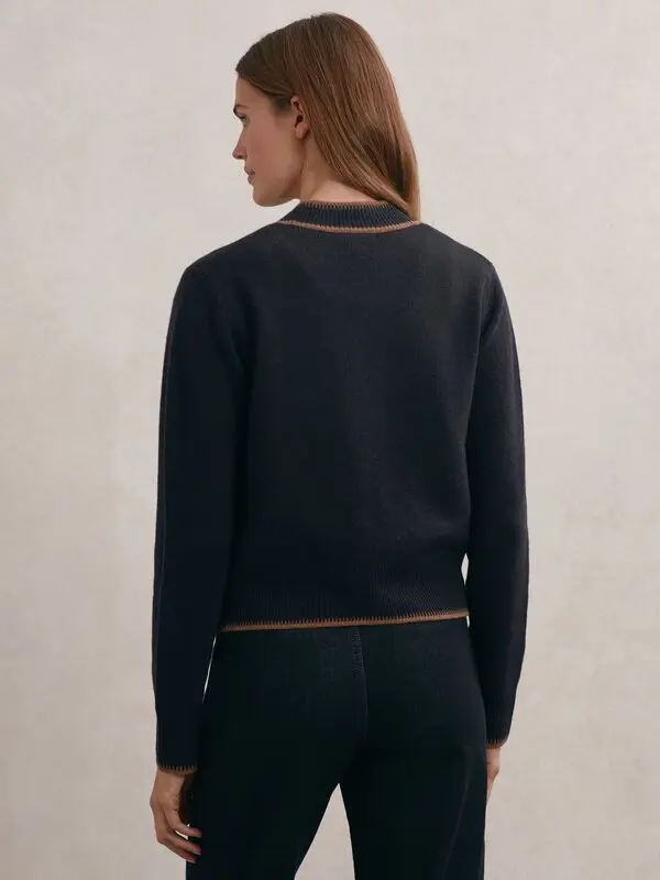 REISS Louisa Wool-cashmere Tipped Cardigan