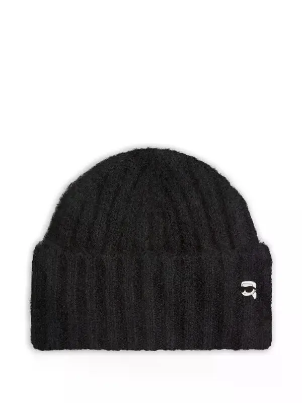 Karl Lagerfeld Ikon Ribbed-knit Beanie - Black