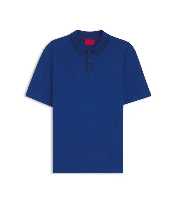 Hugo Luxury Cotton Polo Shirt With Contrast Trim - Light Blue