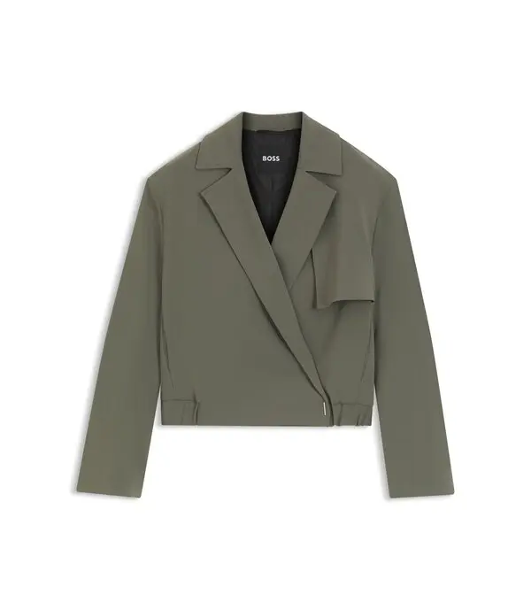 BOSS Relaxed-fit Jacket In Japanese Crepe - Dark Green