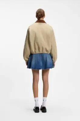 Hugo Stretch-cotton Jacket With Corduroy Collar