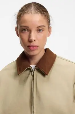 Hugo Stretch-cotton Jacket With Corduroy Collar