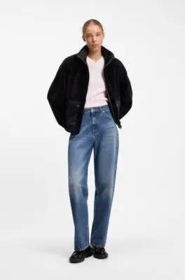 Hugo Faux Fur Jacket With Patch Pockets