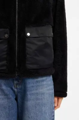 Hugo Faux Fur Jacket With Patch Pockets