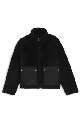 Hugo Faux Fur Jacket With Patch Pockets