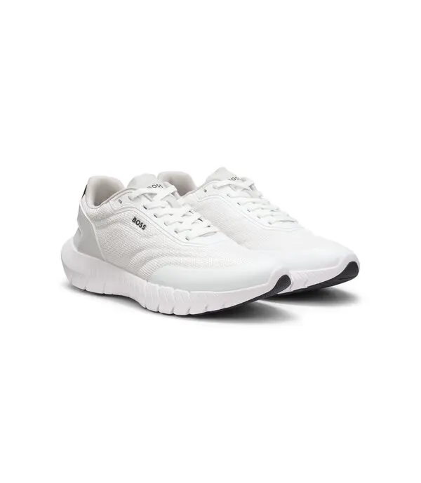BOSS Running Sneakers With Leather Trims - White