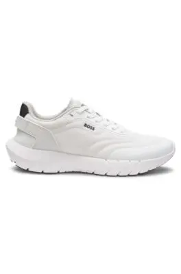 BOSS Running Sneakers With Leather Trims - White