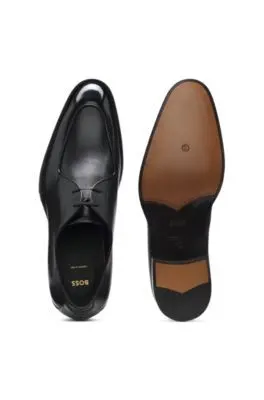 BOSS Brushed-leather Derby Shoes With Apron Toe