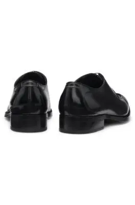 BOSS Brushed-leather Derby Shoes With Apron Toe