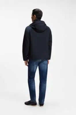 BOSS Regular-fit Hooded Jacket With Water-repellent Finish - Dark Blue