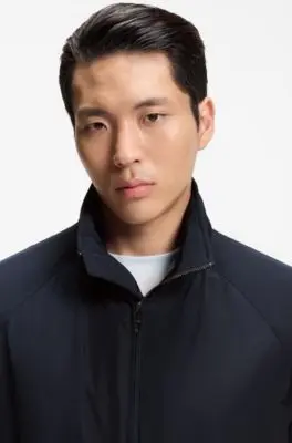 BOSS Regular-fit Hooded Jacket With Water-repellent Finish - Dark Blue