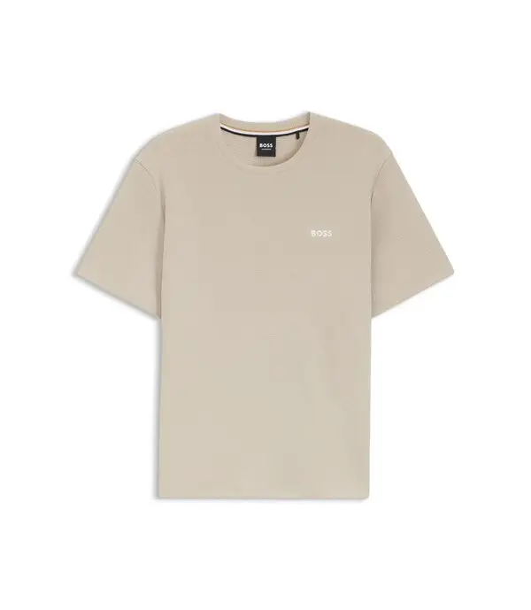 BOSS Cotton-blend Pajama T-shirt With Embroidered Logo - Light Beige