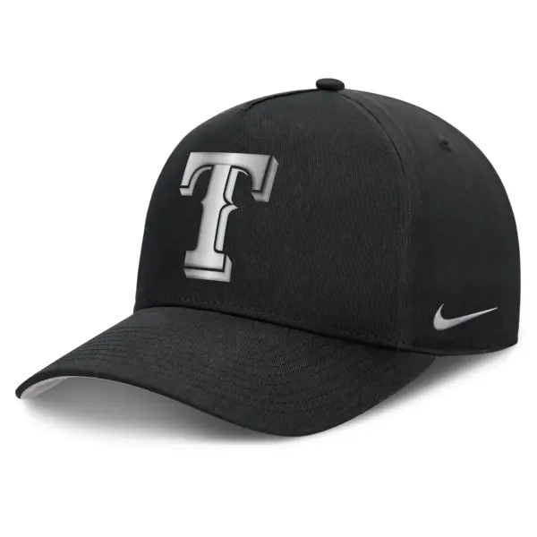 Nike Texas Rangers Rise Dri-fit Mlb A-frame Trucker Adjustable Hat - Black