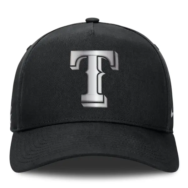 Nike Texas Rangers Rise Dri-fit Mlb A-frame Trucker Adjustable Hat - Black