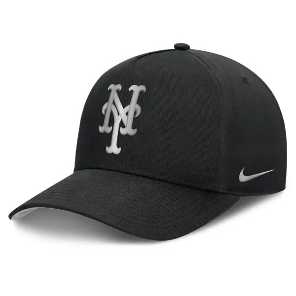 Nike New York Mets Rise Dri-fit Mlb A-frame Trucker Adjustable Hat - Black